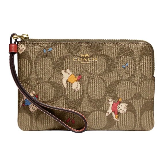 Coach | Bags | New Coach Corner Zip Wristlet Signature Canvas Wcat ...